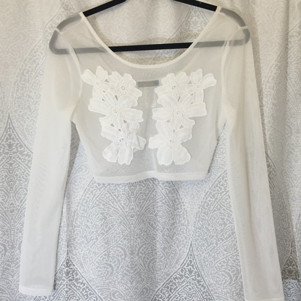 White Sheer Crop Top - Gem